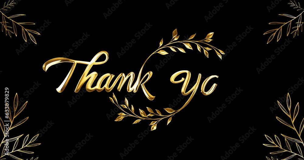 Thank you animation. Handwritten modern calligraphy animation in gold ...