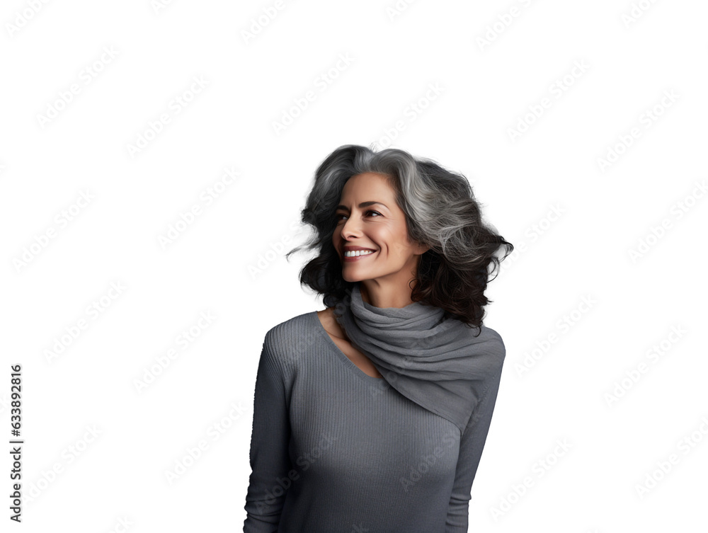 Beautiful smiling woman aged 50 model with natural makeup clean face ...