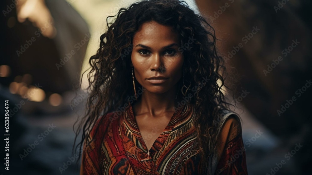 Portrait of an Australian Aboriginal woman with curly hair Stock Photo ...