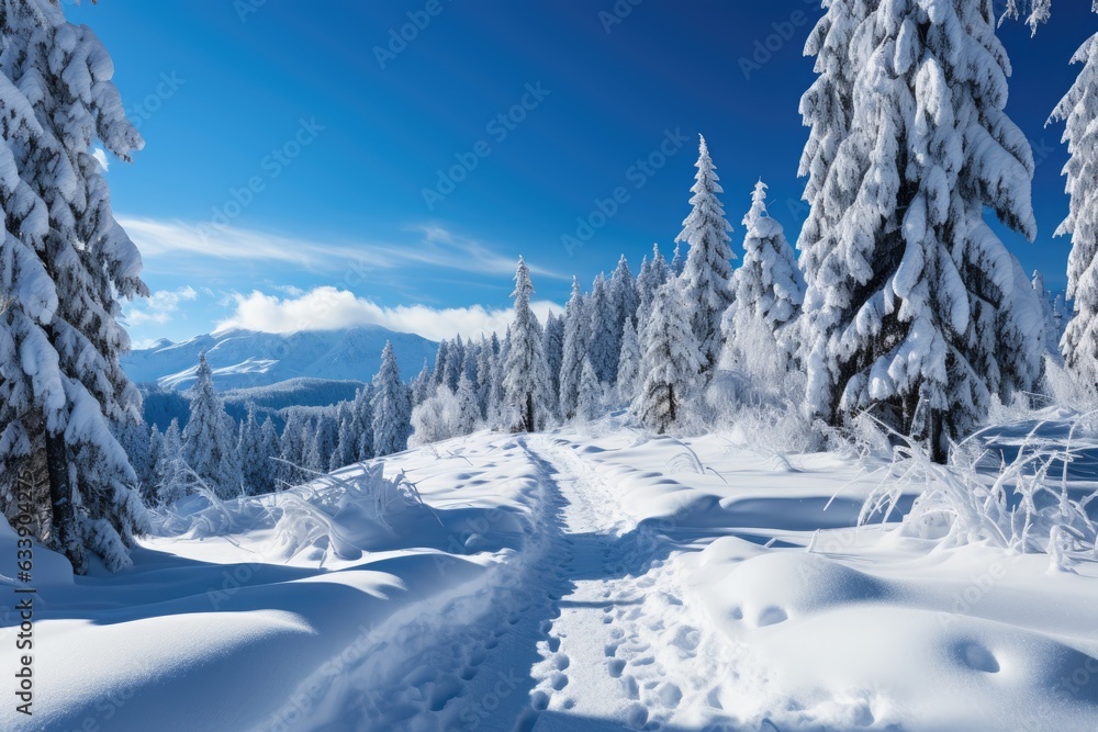 Nature's Guiding Marks: Footsteps or Ski Tracks Embossed on Snow ...