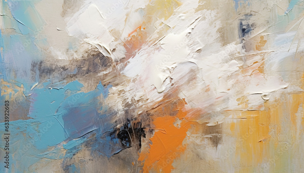 abstract oil painting with light pastel colors, oil on canvas white ...