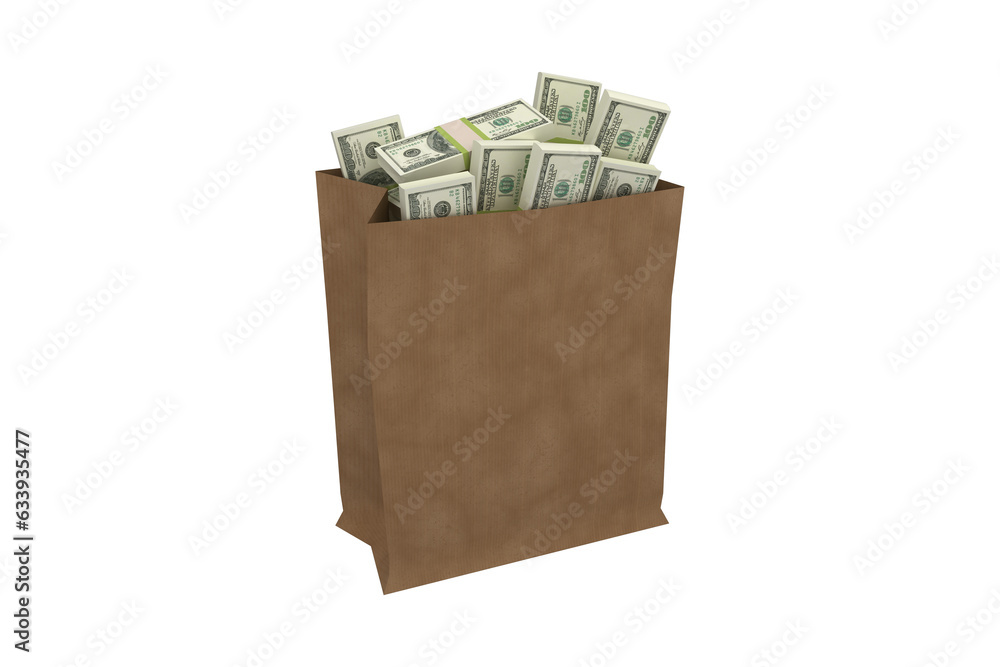 Digital png illustration of paper bag with money on transparent ...