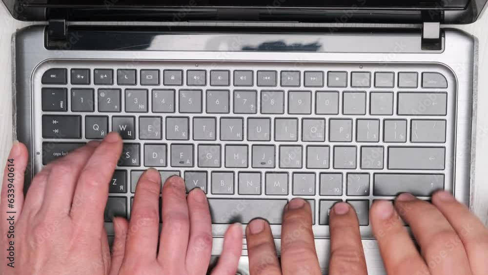 Teamwork concept, man and woman hands typing together on laptop ...