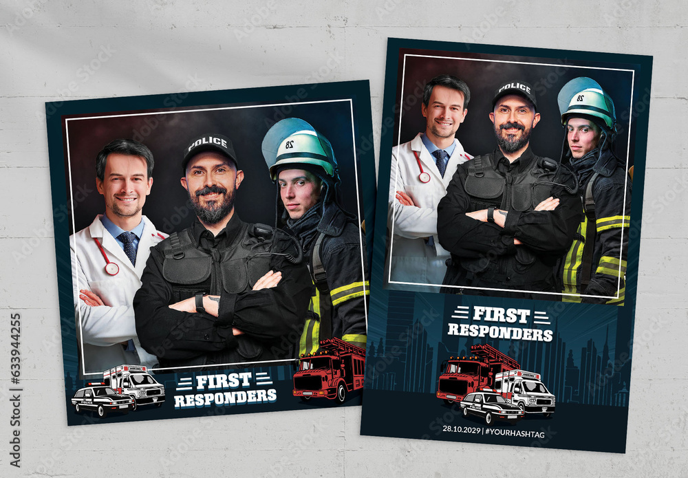 First Responder Medical Police Fireman Fire Service Photo Card Layout ...