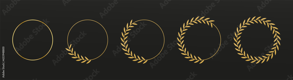 Branches golden. Leaf logo. Round award elegant frame for logotype ...