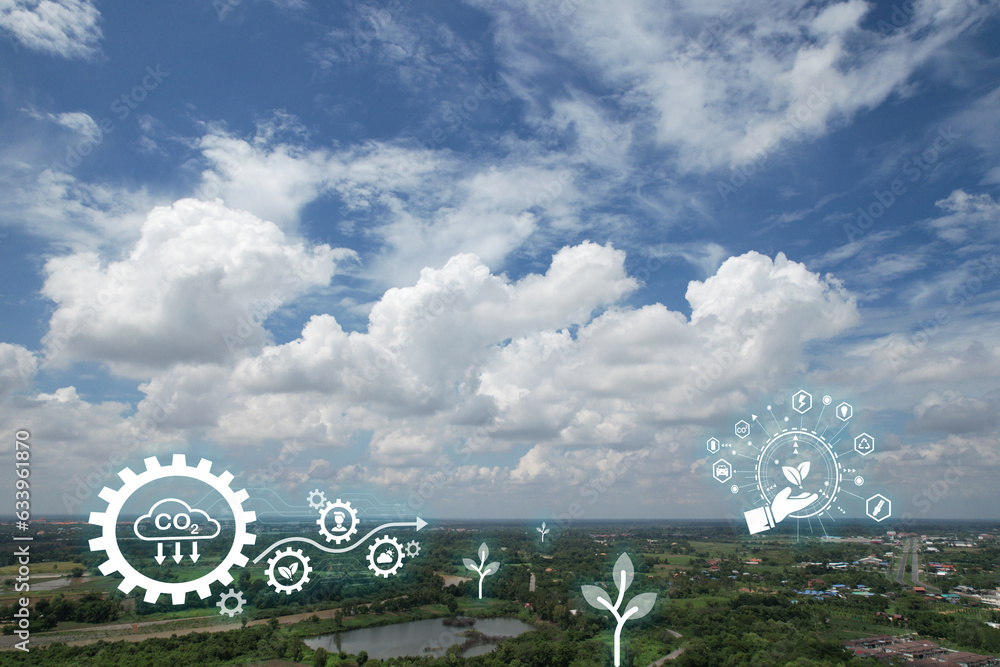 City and nature intertwine in a breathtaking scenery, where towering ...