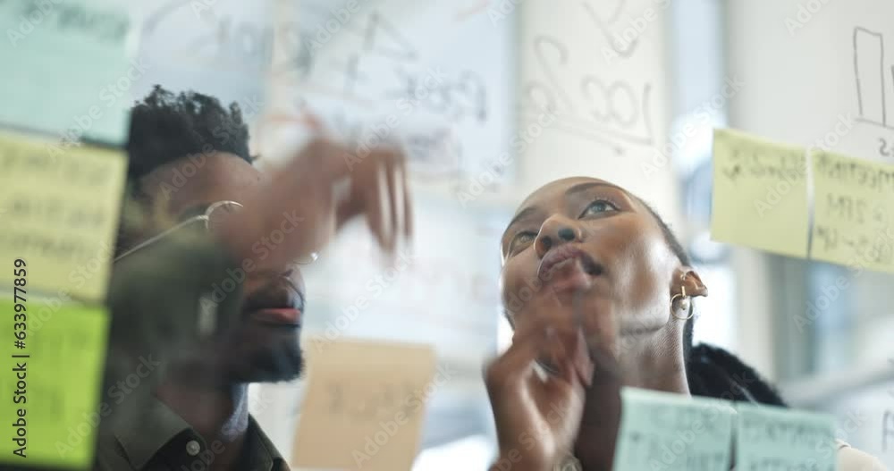 Black people, meeting and planning in schedule brainstorming, strategy ...