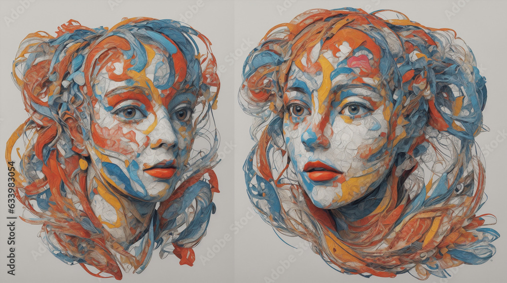 Colorful hair portraits of two women, diverse art styles. AI reshapes ...