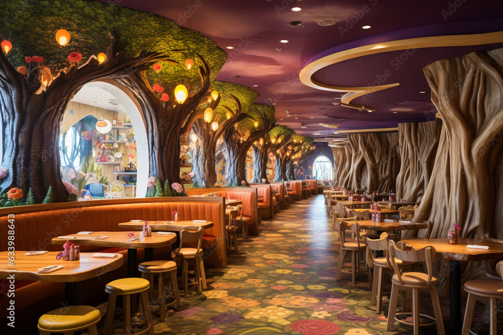 Craft a whimsical fairy tale-inspired restaurant with oversized ...