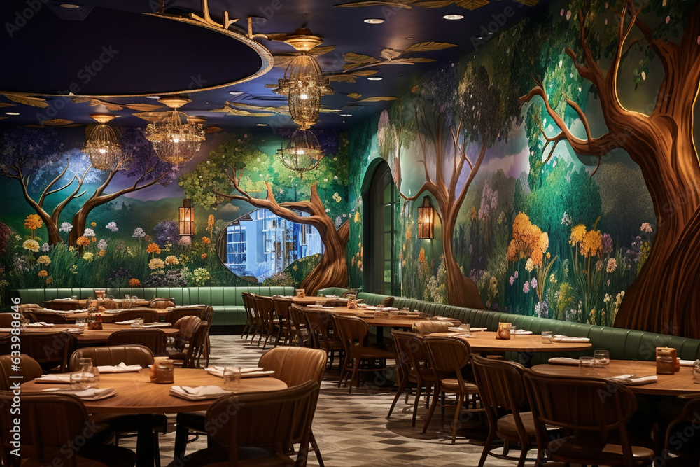 Craft a whimsical fairy tale-inspired restaurant with oversized ...