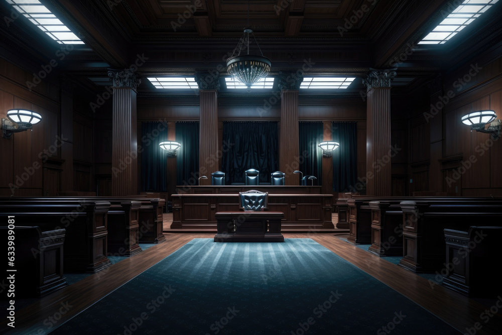 Light and Dark Distinction A sideangle shot of an open court room with ...