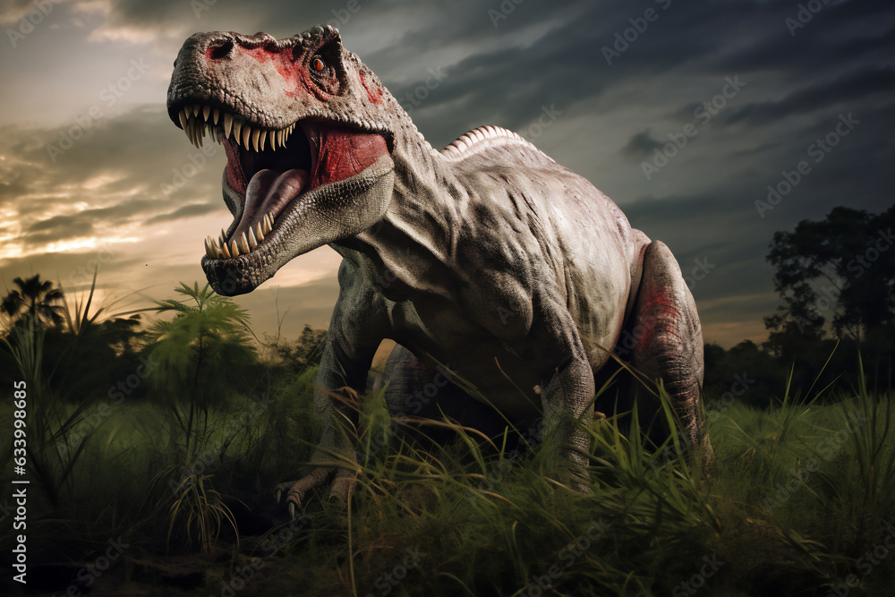 T rex or tyrannosaurus rex a large carnivorous theropod dinosaur of the ...