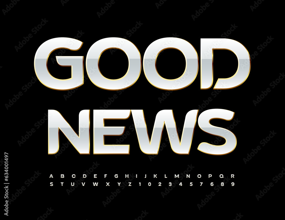 Vector artistic template Good News. Elegant White Font. Exclusive ...