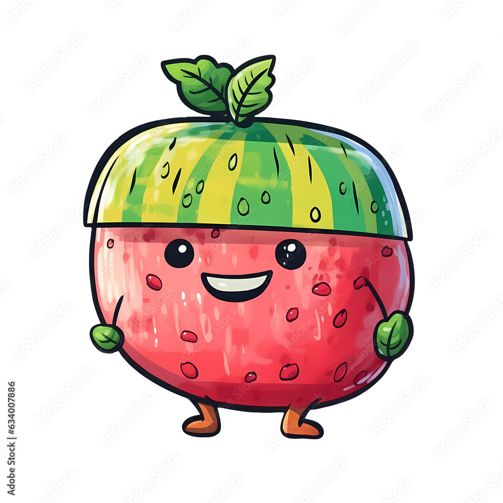 Happy Summer Watermelon Clipart Illustration Stock Illustration | Adobe ...