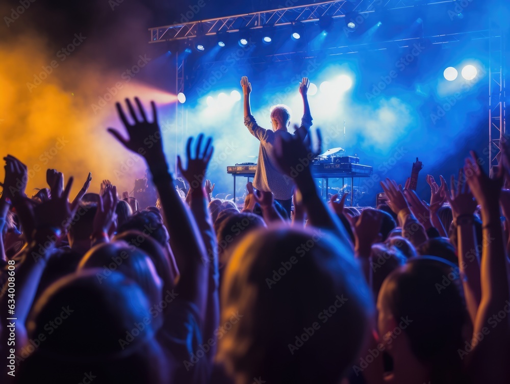 Generative AI image of back view of anonymous male fan with ...