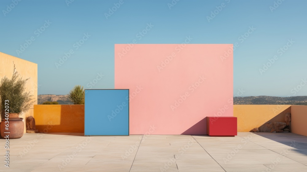 Wallpaper for desktop, background, exterior terrace with pink and blue ...