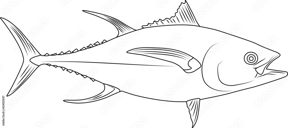 Free vector tuna fish outline illustration Stock Vector | Adobe Stock