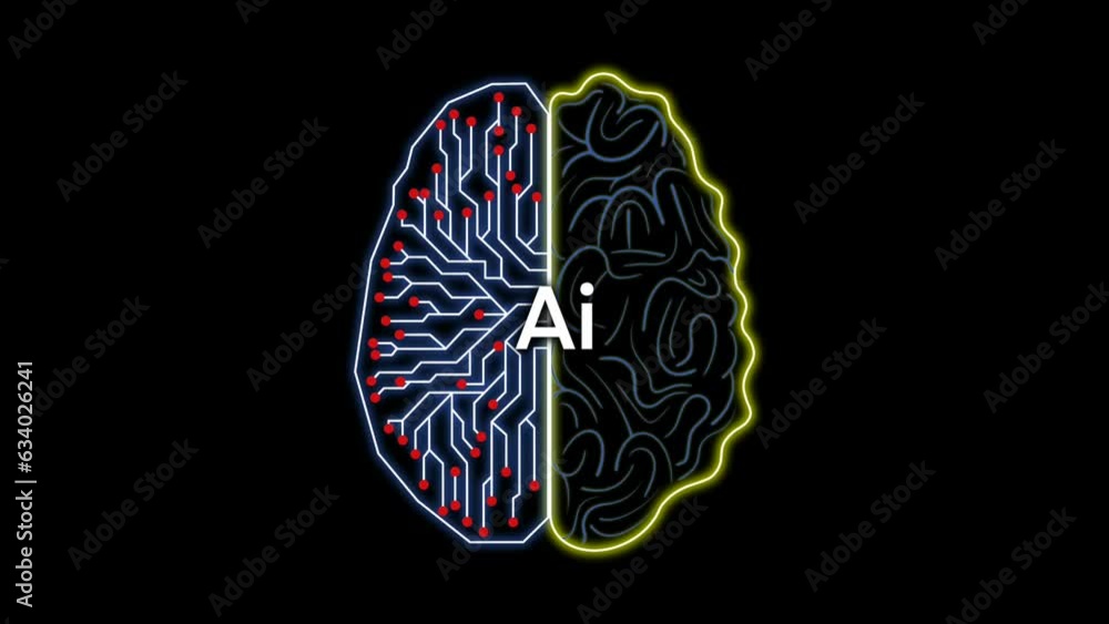 The AI brain and the biological brain, Artificial Intelligence brain ...