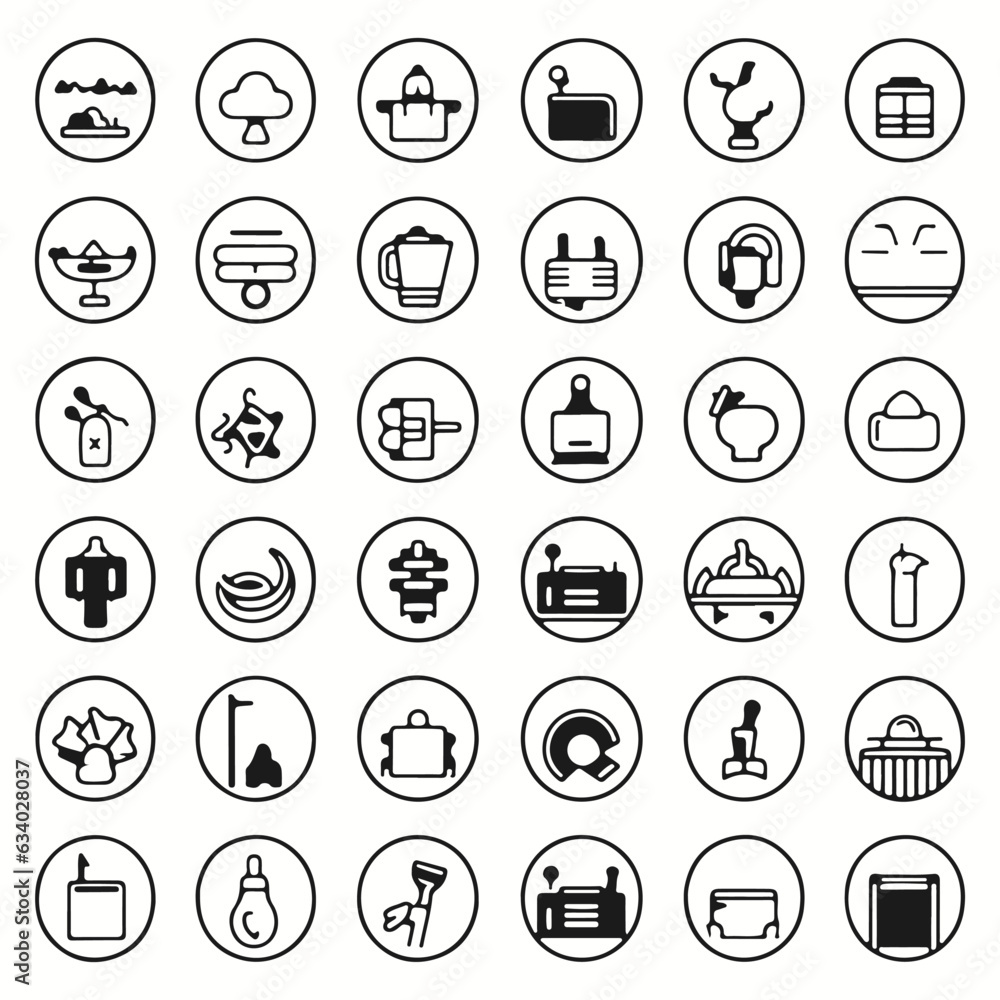 Features list for a website, back and white, icons, vector, 2D, clear ...