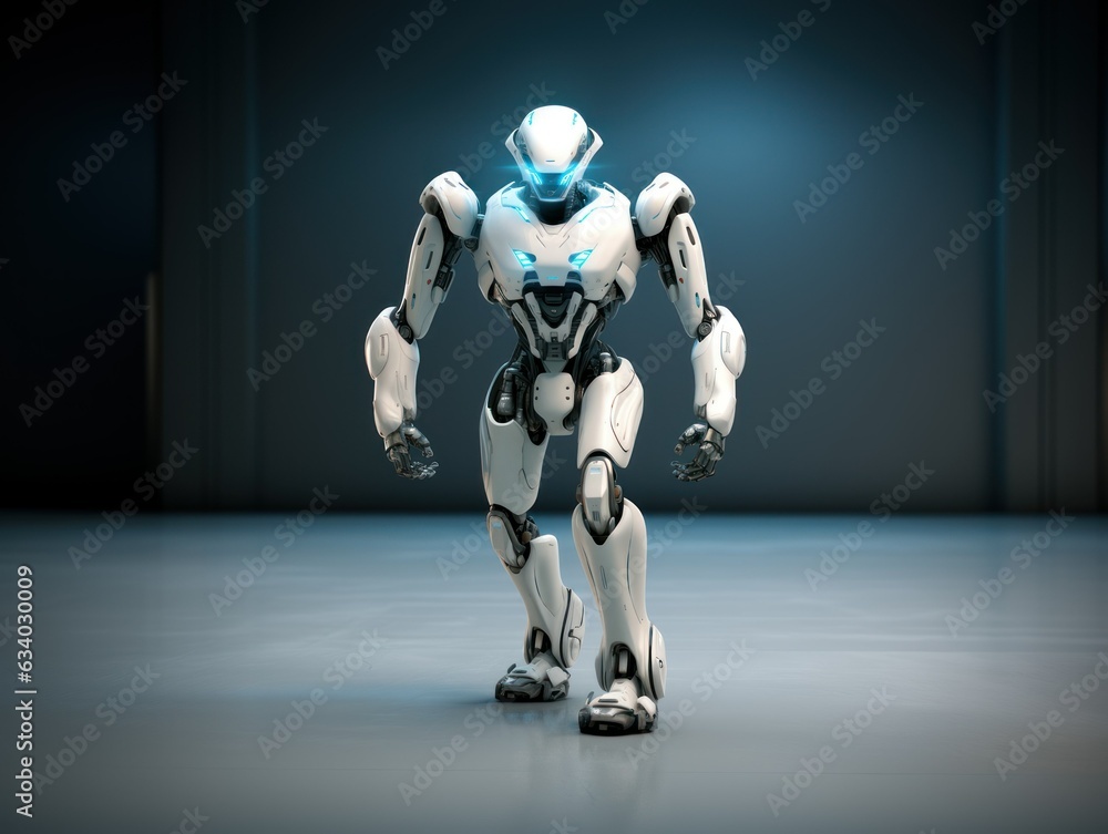 Futuristic Android Robot Cyborg in Armored Suit. Generative AI ...