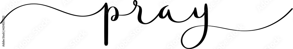 PRAY black brush calligraphy banner with swashes on transparent ...