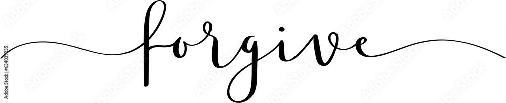 FORGIVE black brush calligraphy banner with swashes on transparent ...