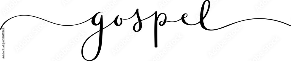 GOSPEL black brush calligraphy banner with swashes on transparent ...