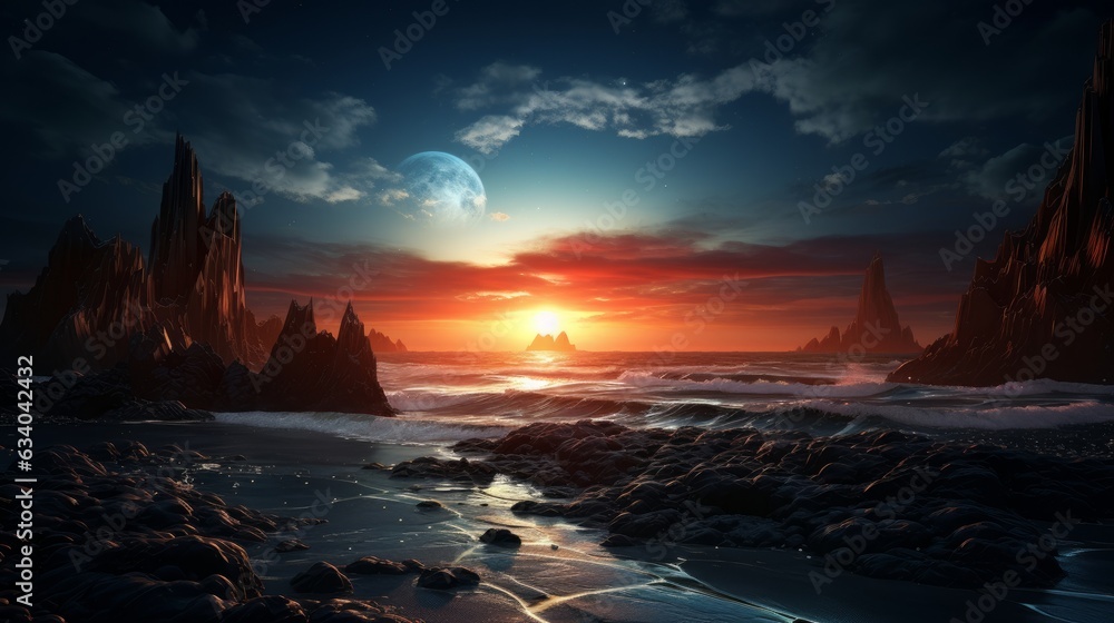 Surreal Seascape: An otherworldly seascape where the ocean meets the ...