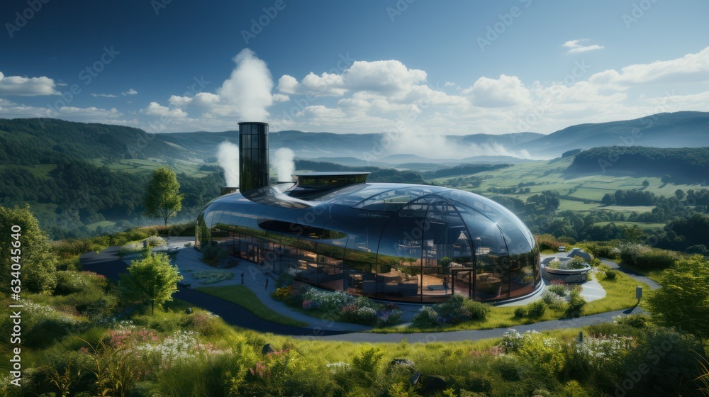 concept of green cities and green industry. clean energy city. nature ...
