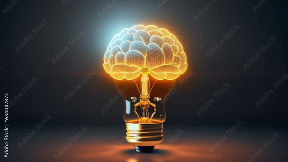 A light bulb with a glowing brain Stock Video | Adobe Stock