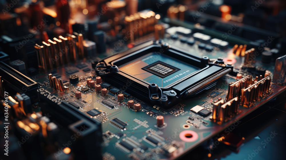 Generative ai illustration of CPU microprocessor on motherboard Stock ...