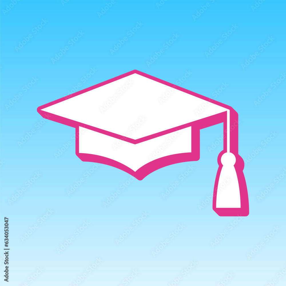 Mortar Board or Graduation Cap, Education symbol. Cerise pink with ...