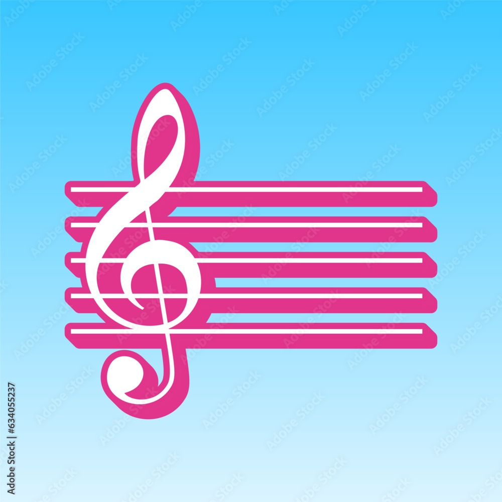 Music violin clef sign. G-clef. Cerise pink with white Icon at picton ...