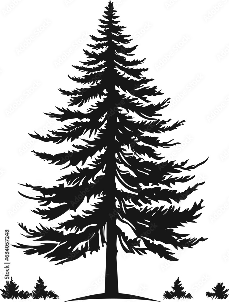 tree silhouette cedar vector, tattoo logo cypress template design, tree ...