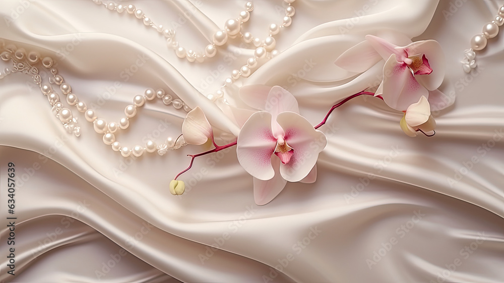 Decorative and luxurious volumetric composition of undulating silk with ...