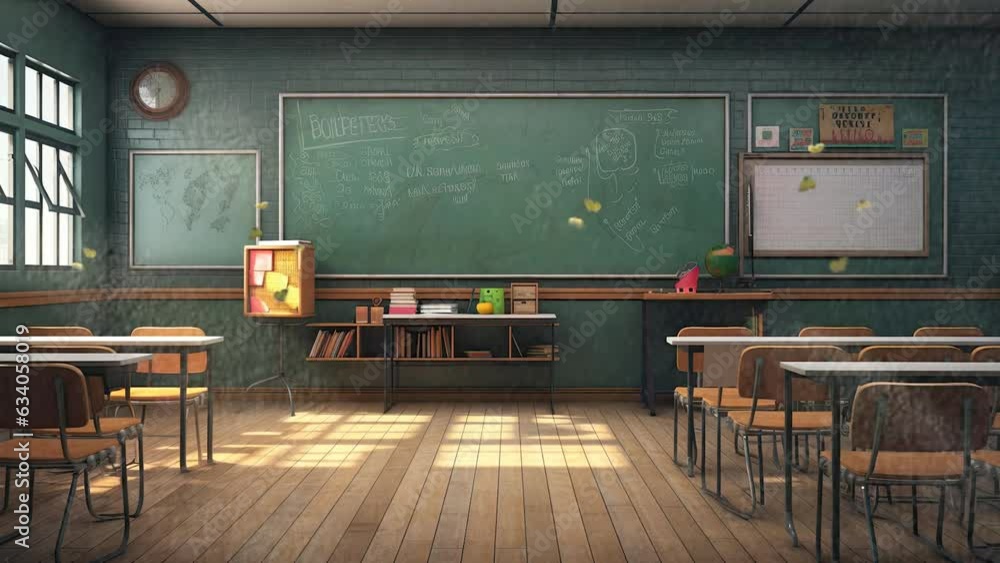 back to school classroom with blackboard background with anime or ...