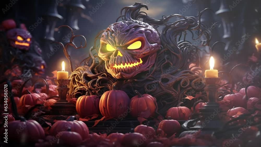 Realistic halloween night scary animation looping video animated ...