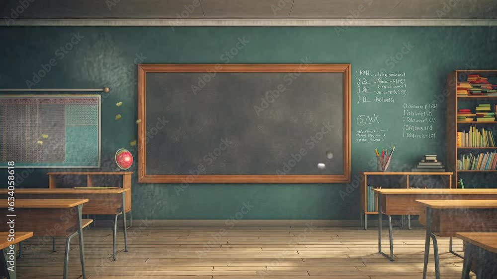 back to school classroom with blackboard background with anime or ...