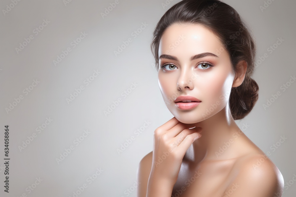 beautiful young woman with clean skin. skin care, cosmetology and ...