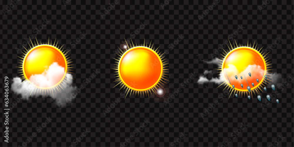Sun activity or weather forecast, moon calendar 3d realistic vector ...