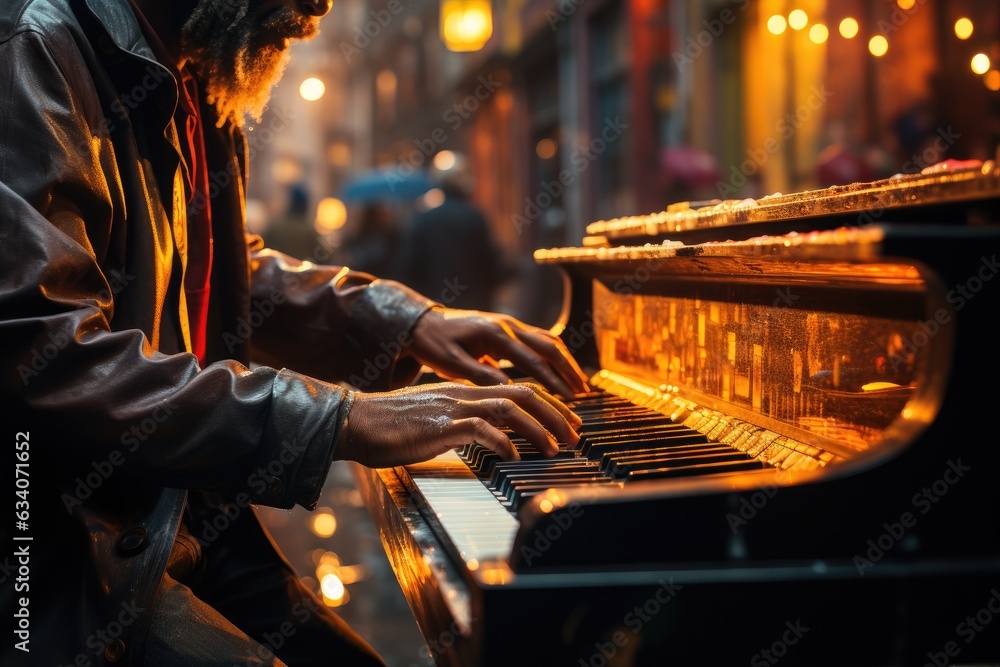 Cityscape Melodies: Hands Gracefully Navigate Street Piano Keys, Amidst ...