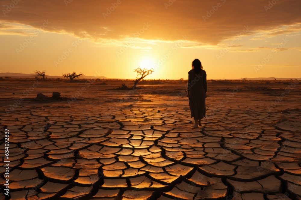 Survival's Trace: Capturing the Silhouette of a Traveler Trekking ...