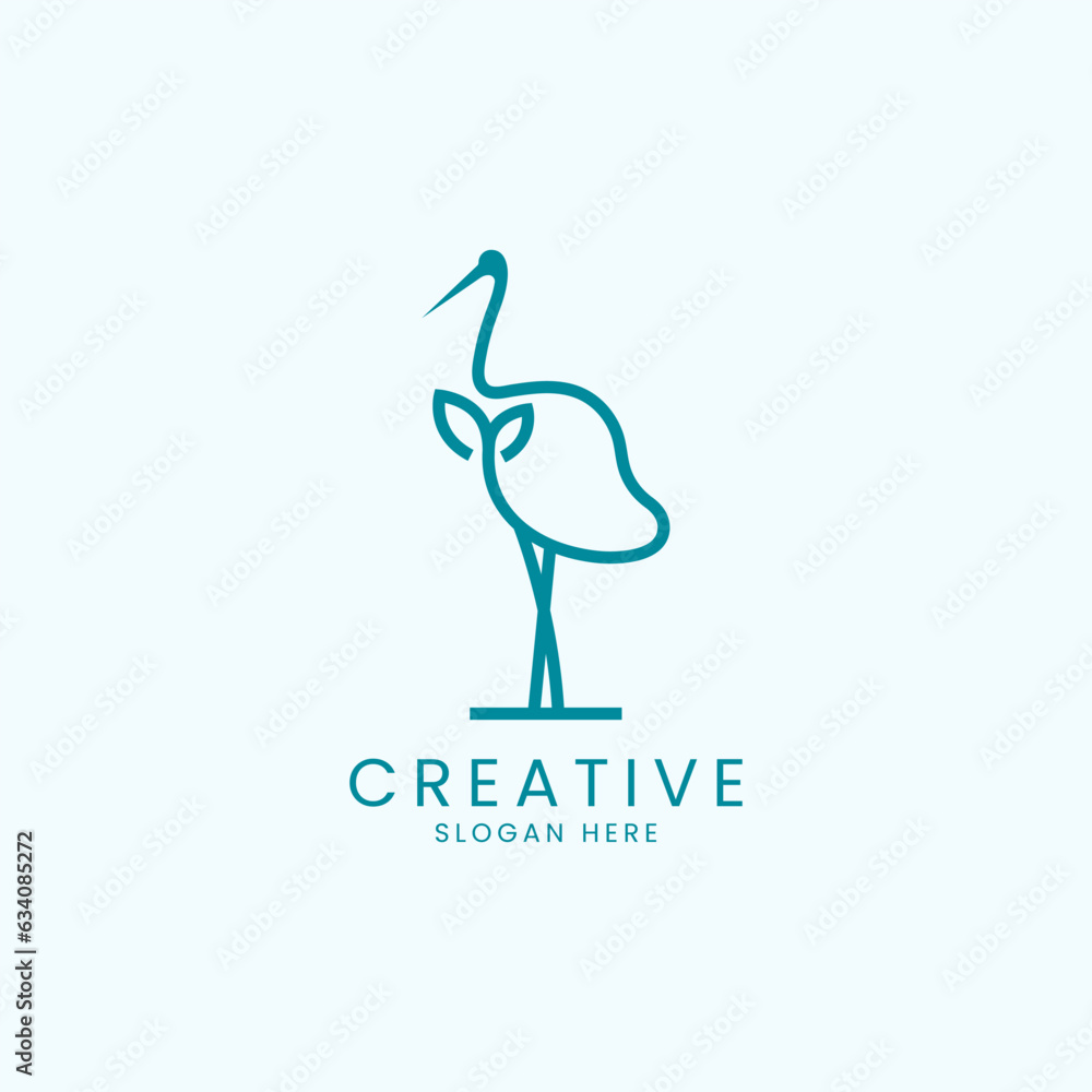 Modern Mango logo design with Egret icon template Stock Vector | Adobe ...