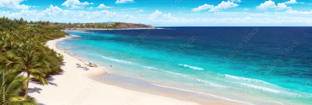 Tropical beach background as summer relax landscape with white sand and ...