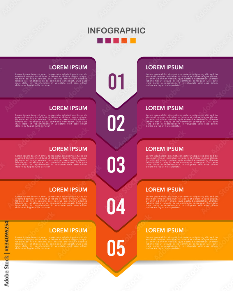 Paper color gradient overlapping infographic 5 steps to success. Vector ...