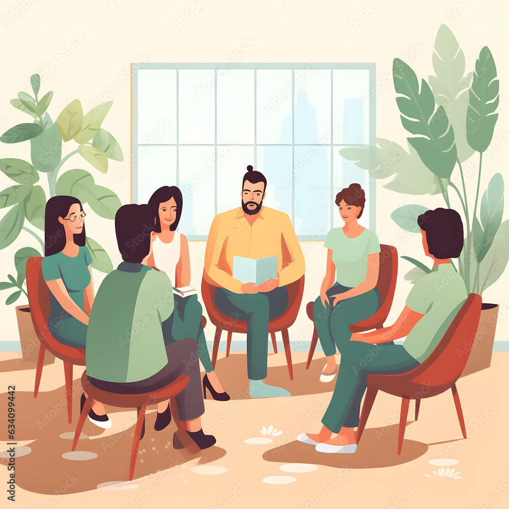 Clipart of a clinical psychologist conducting group therapy sessions ...