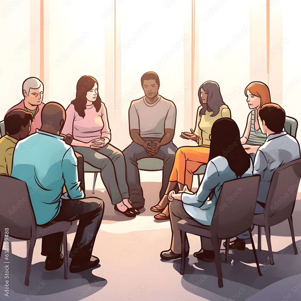 Clipart of a clinical psychologist conducting group therapy sessions ...