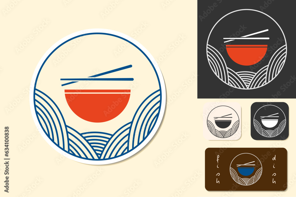 LOGO icon ramen restaurant isolated vector illustration, minimal design ...