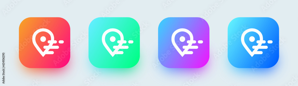 Location line icon in square gradient colors. Pin pointer signs vector ...