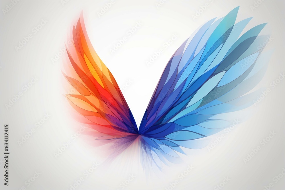 Colorful wing on white background with blue border. Generative AI Stock ...